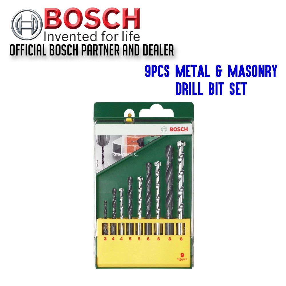 Bosch 9pcs Metal / Masonry Drill Bit Set ( 2 607 019 443 ) | Shopee ...