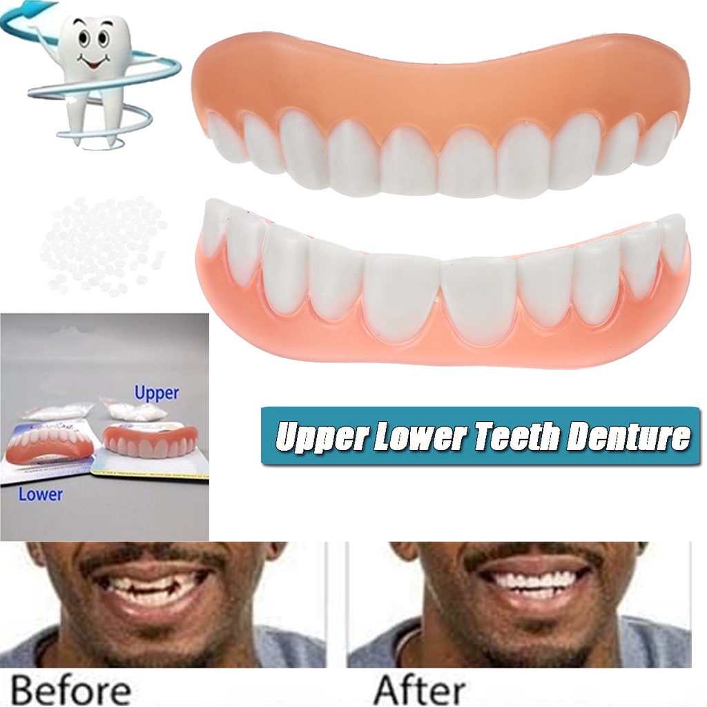 False Tooth Stickers Simulation Dentures Paste Braces Upper Lower ...