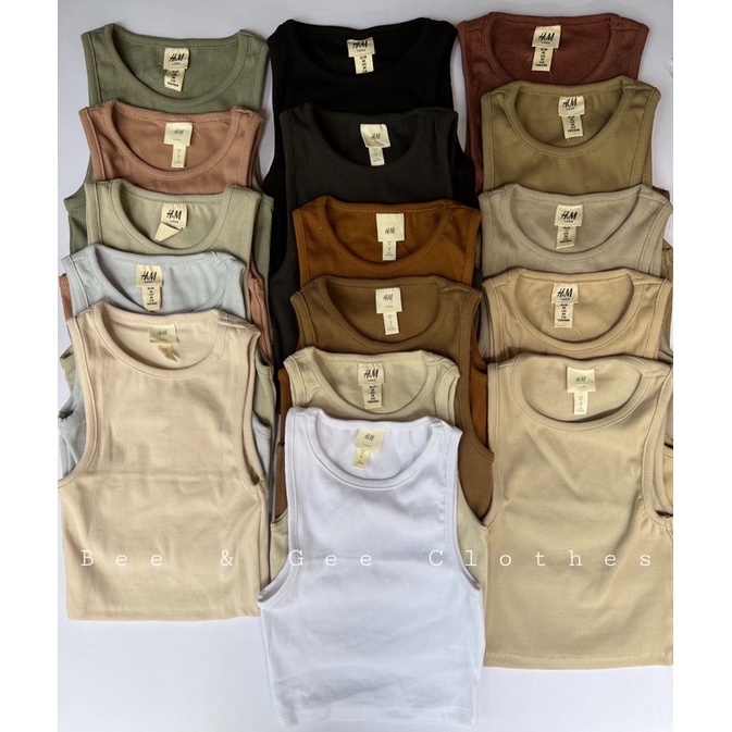 H&M Divided Ribbed Vested Racerback Crop Top Batch 2 | Shopee Philippines