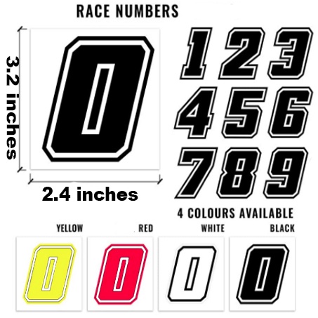 Race Numbers Sticker Cut Out Vinyl Motorcycle Cars 3.5inches x 3 inches ...