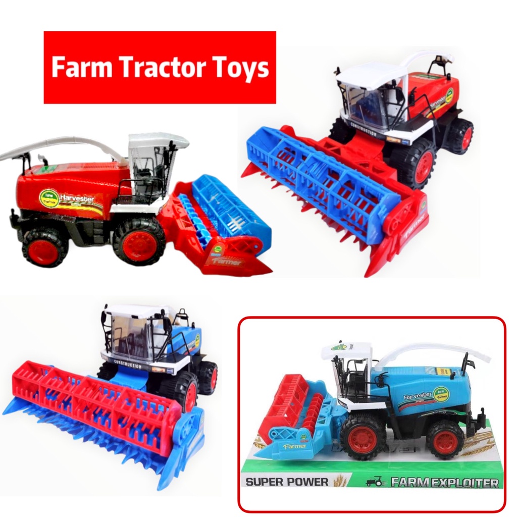 REPLIKA MESIN Farm Tractor Harvester Toy Rice Machine Replica Rice ...