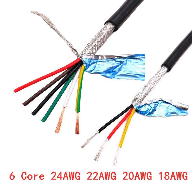 20AWG 18AWG 2/3/4/5/6/7/8 core Shielded cable 5meters pure copper RVVP shielded wire control ...