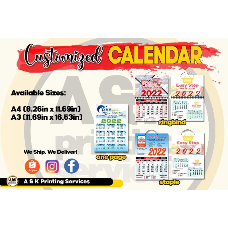 Customized Hang/Desk Calendar 2025 (100pcs per order) | Shopee Philippines