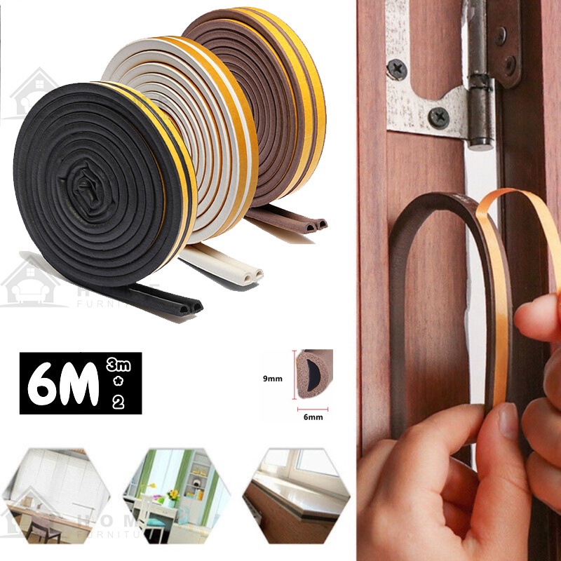 【Spot】Door Window Soundproof Seal Strip Self-Adhesive Rubber Foam Strip ...