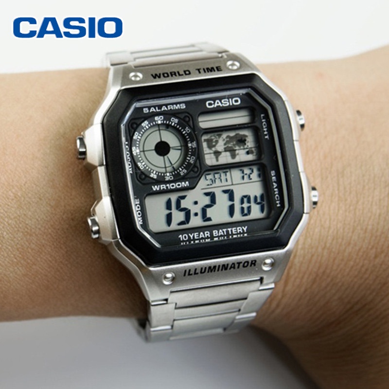 CASIO World Time Watch Men AE 1200WHD 1A CASIO Watch For Men Stainless ...
