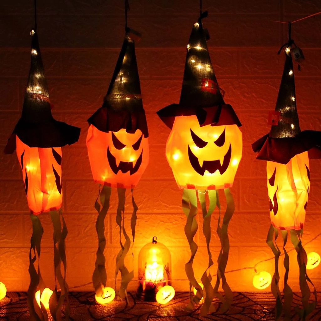 1PC LED Glowing Hanging Ghost Light Halloween Party Decoration Wizard ...