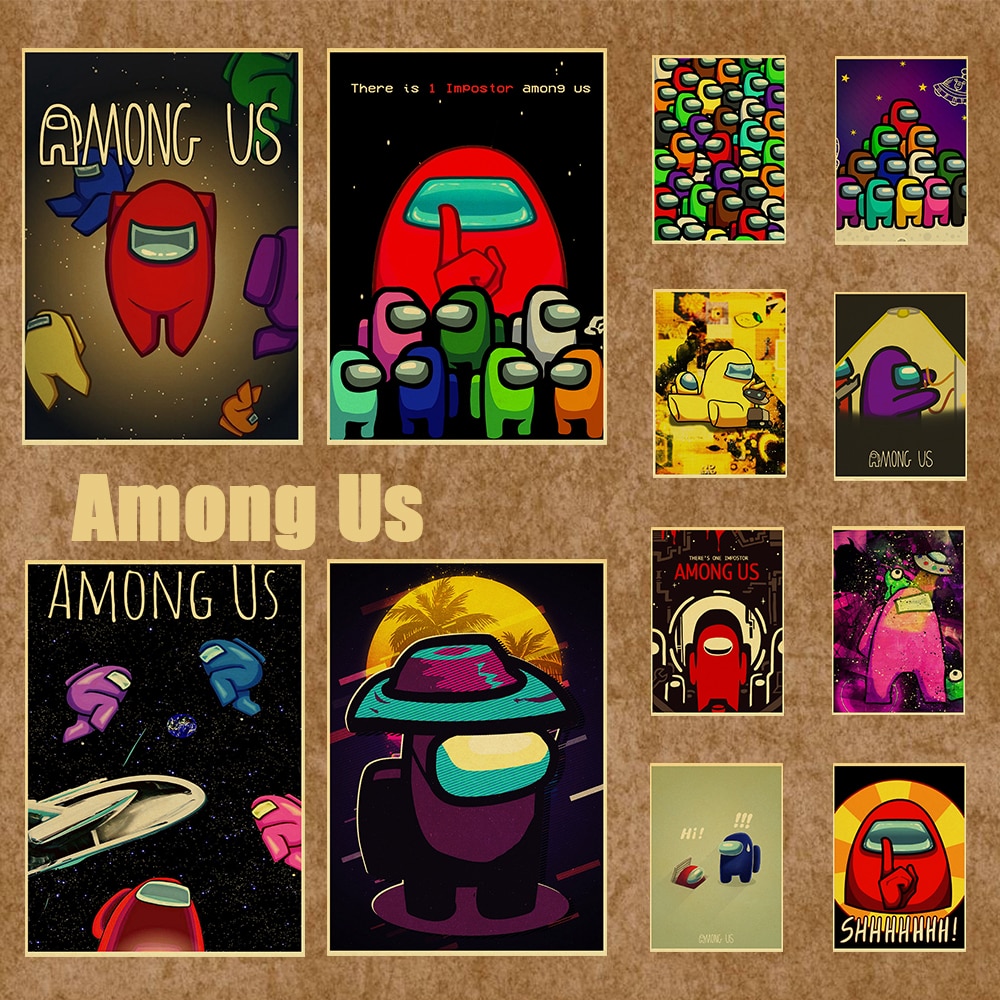 Classic casual game Among Us Retro Poster Kraft Paper Vintage Posters ...