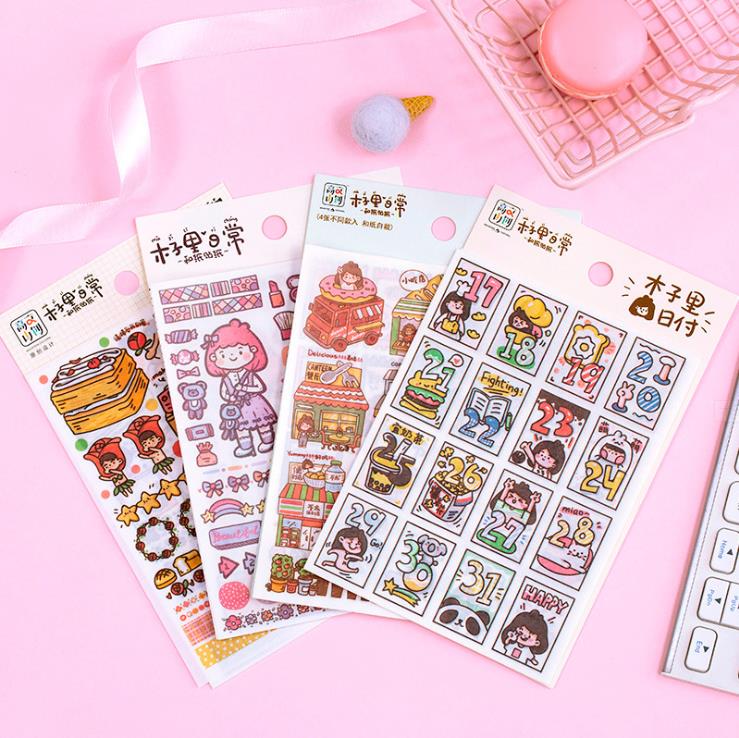 10 Styles Cute Cartoon Series and Paper Stickers DIY Material Cute ...