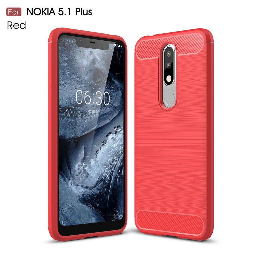 Nokia 5.1 Plus (Nokia X5) Case Carbon Fiber Shock Proof Cover Silicone ...