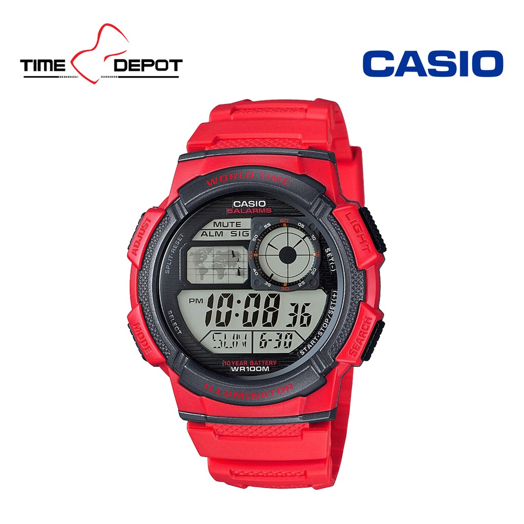 Casio AE-1000W-4AVDF Standard Digital Red Resin Strap Watch For Men | Shopee Philippines