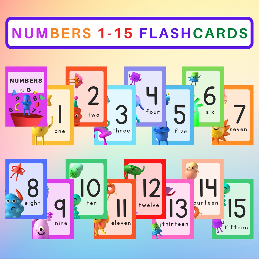 Flashcards 16PCS COUNTING NUMBERS 1-16 , Educational Laminated Chart ...