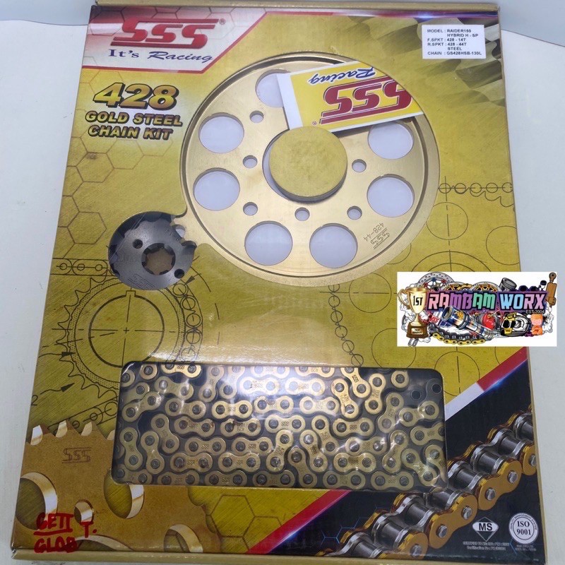 SSS chain sprocket set STEEL GOLD for sniper 150 & Raider 150 ...