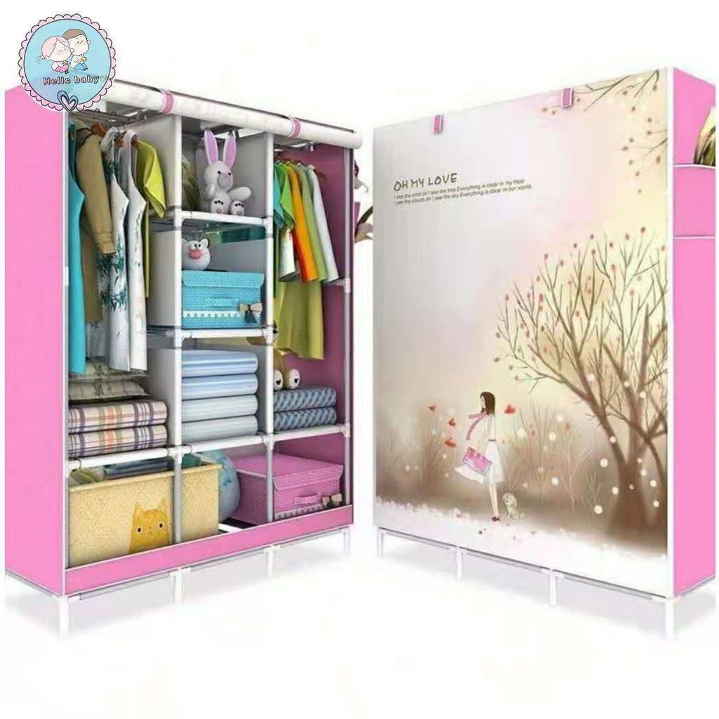 HelloBaby Wardrobe DIY Multifunction Clothes Storage Rack Cabinet ...