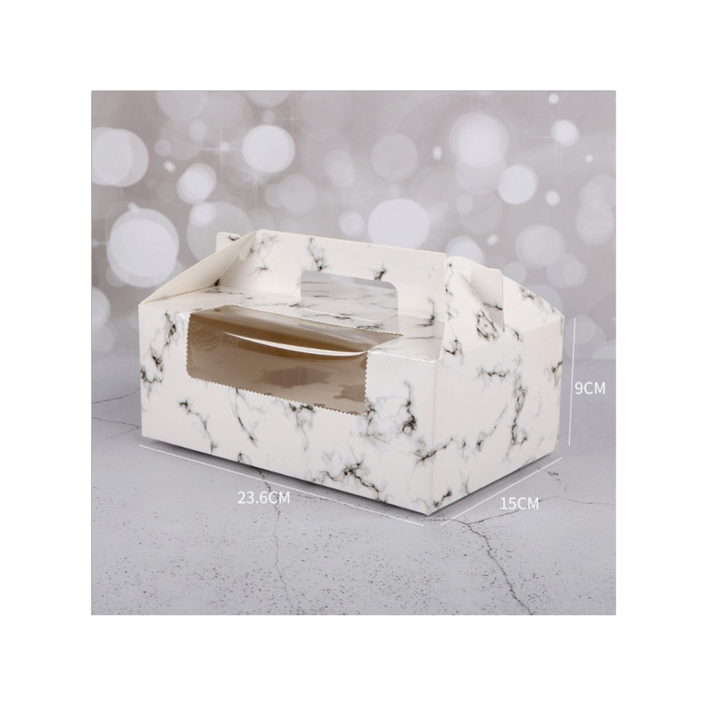 Cup cake pastry packaging box transparent window w/ handle and inner ...