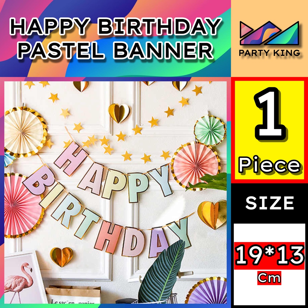 Happy Birthday Banner Pastel Color Birthday/Wedding/Decor PartyNeeds ...