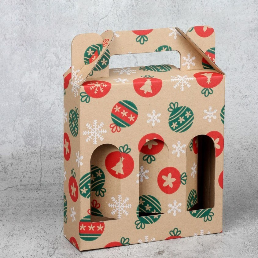 (10 Pcs) 250 ml Cardboard Christmas Box Carrying Bottles Contains 3 ...