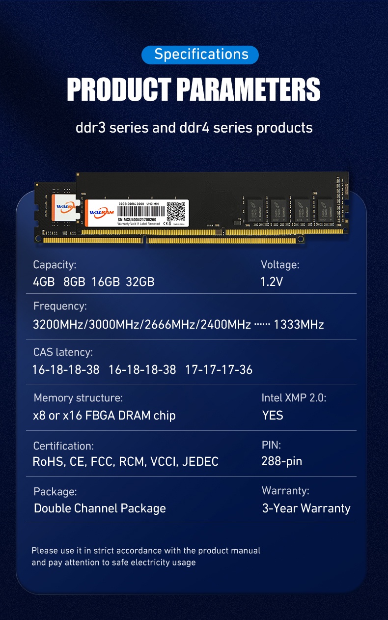 WALRAM 4GB 8GB 16GB Desktop RAM DDR4 2133MHz 2400MHz 2666MHZ 3200MHZ ...