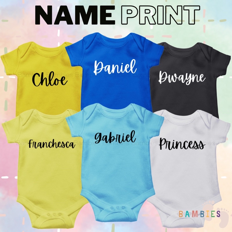 Customized Name Print - Baby Onesie (ALSO AVAILABLE IN OTHER COLOR AND ...