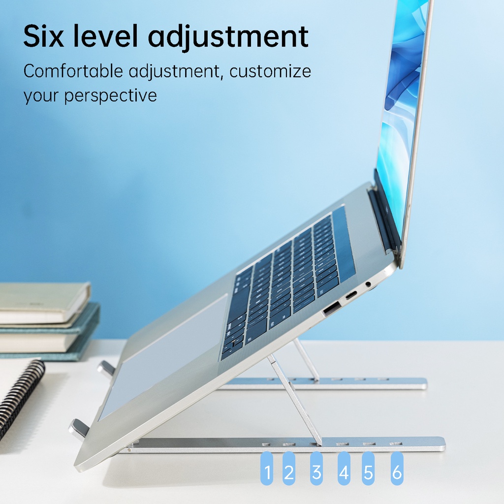 Deli Aluminum Laptop Stand Fan Portable Hands Adjustable Foldable ...