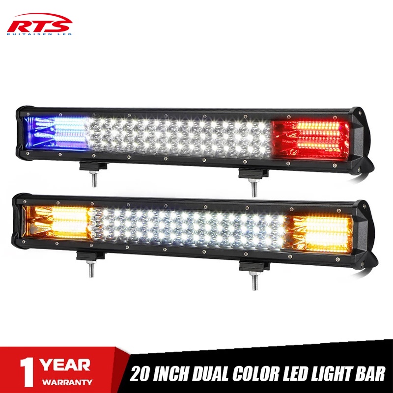 20 Inch Offroad LED Light Bar Dual Color White Amber Blue Red Spot ...