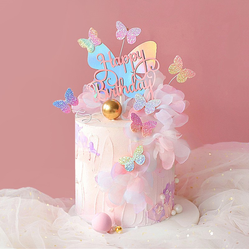 Cake topper decoration party supplies happy birthday unicorn color ...