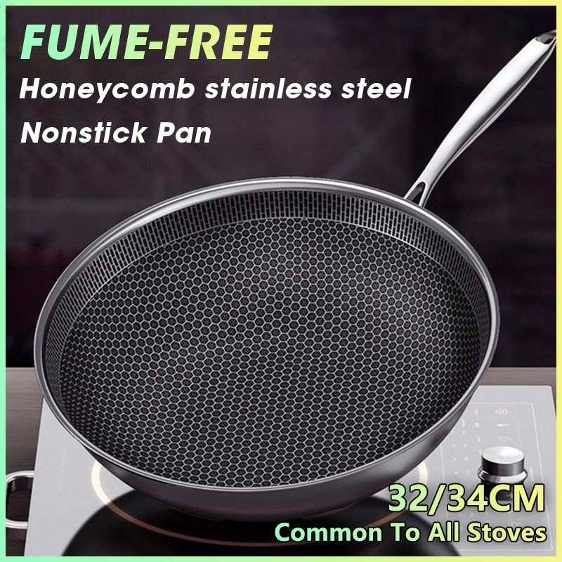 Korean Style Stainless Steel Non-stick Wok Pan Fresh Kitchen Pre ...
