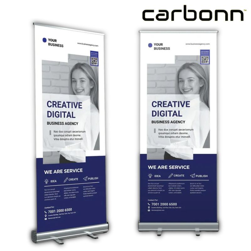 CARBONN 2' x 5' Aluminum Retractable Roll Up Tarpaulin Banner Stand ...