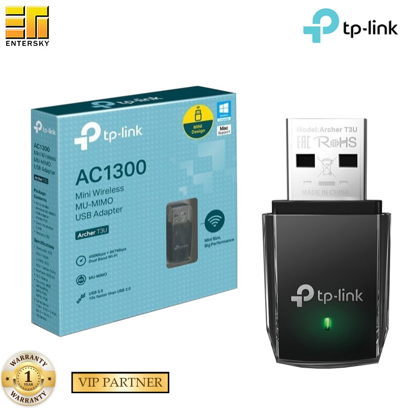 Tp-Link Archer T3U AC1300 Mini Wireless MU-MIMO USB Adapter | Shopee ...