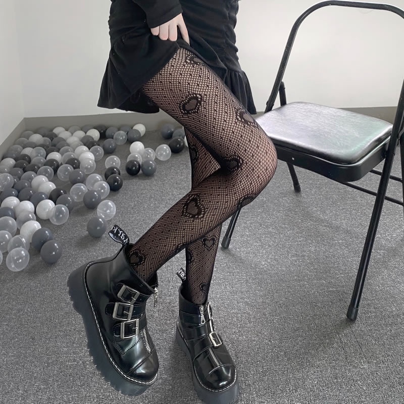 Gothic Tights Pantyhose Black Retro Love Leopard Moon Spider Web ...