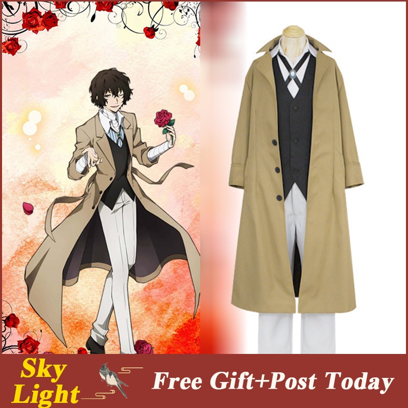 Bungo Stray Dogs Dazai Osamu Cosplay Long Jacket Coat Anime Halloween ...