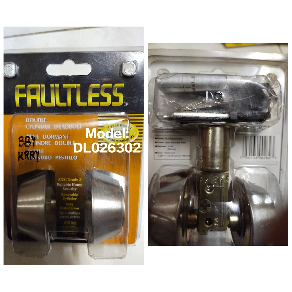 Faultless Deadbolt single or double or spin to lock deadbolt dead bolt ...
