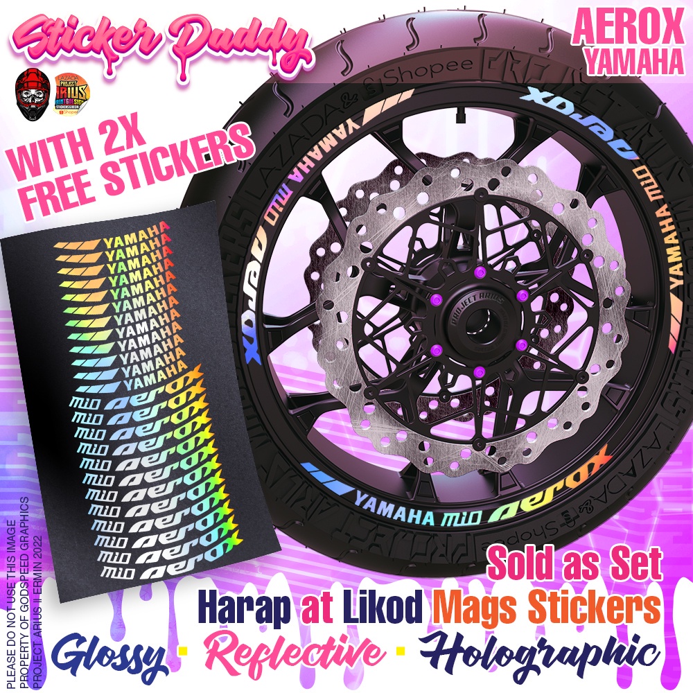 [SD] Yamaha Aerox Holographic Mags Sticker (Set: Harap at Likod 4 Sides ...