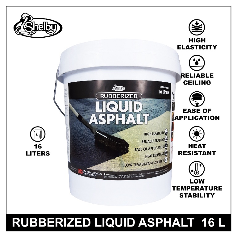 Shelby Rubberized Liquid Asphalt 16 Liters Waterproofing Paint Black ...