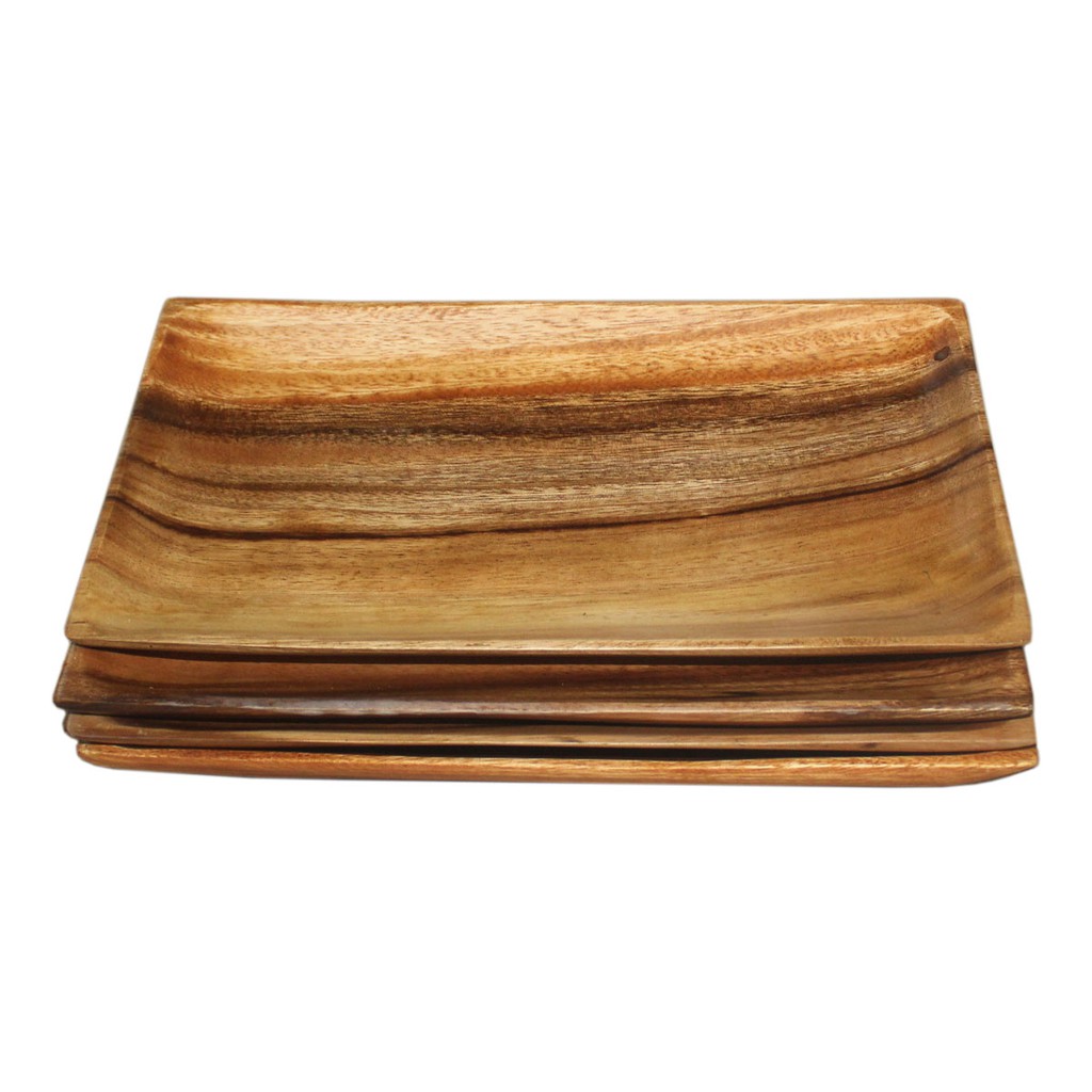 4 PCS Rectangular Wooden Plate 1x7x12 inches Lacquer Finish | Shopee ...