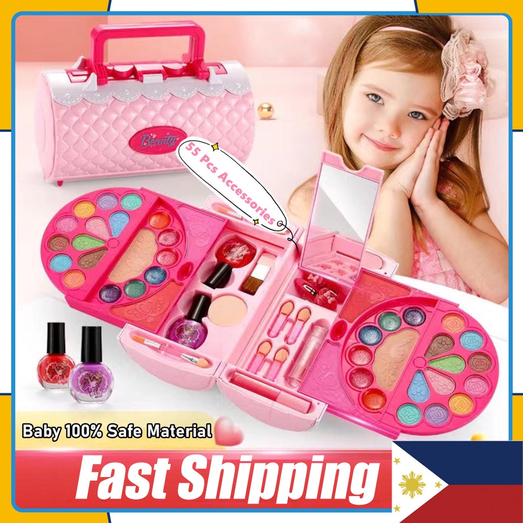 55PCS Girls Make-up Toys Kids Mini Makeup Box Cosmetic Toy Children ...