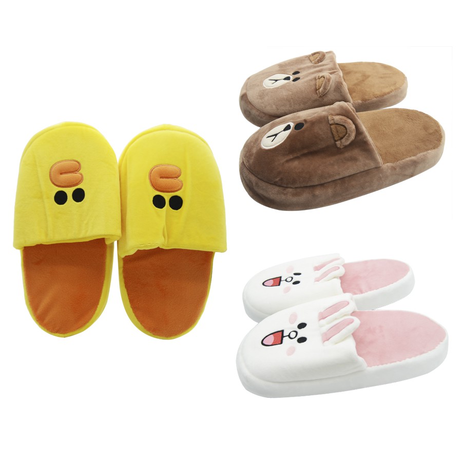 LINE FRIENDS Plush Accessories Slipper - Brown/Cony/Sally | Shopee ...