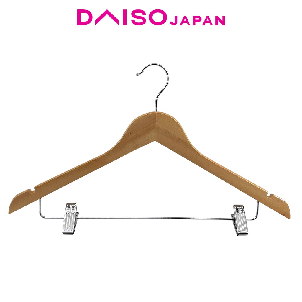 Daiso Wooden Hanger with Clothespins | Shopee Philippines