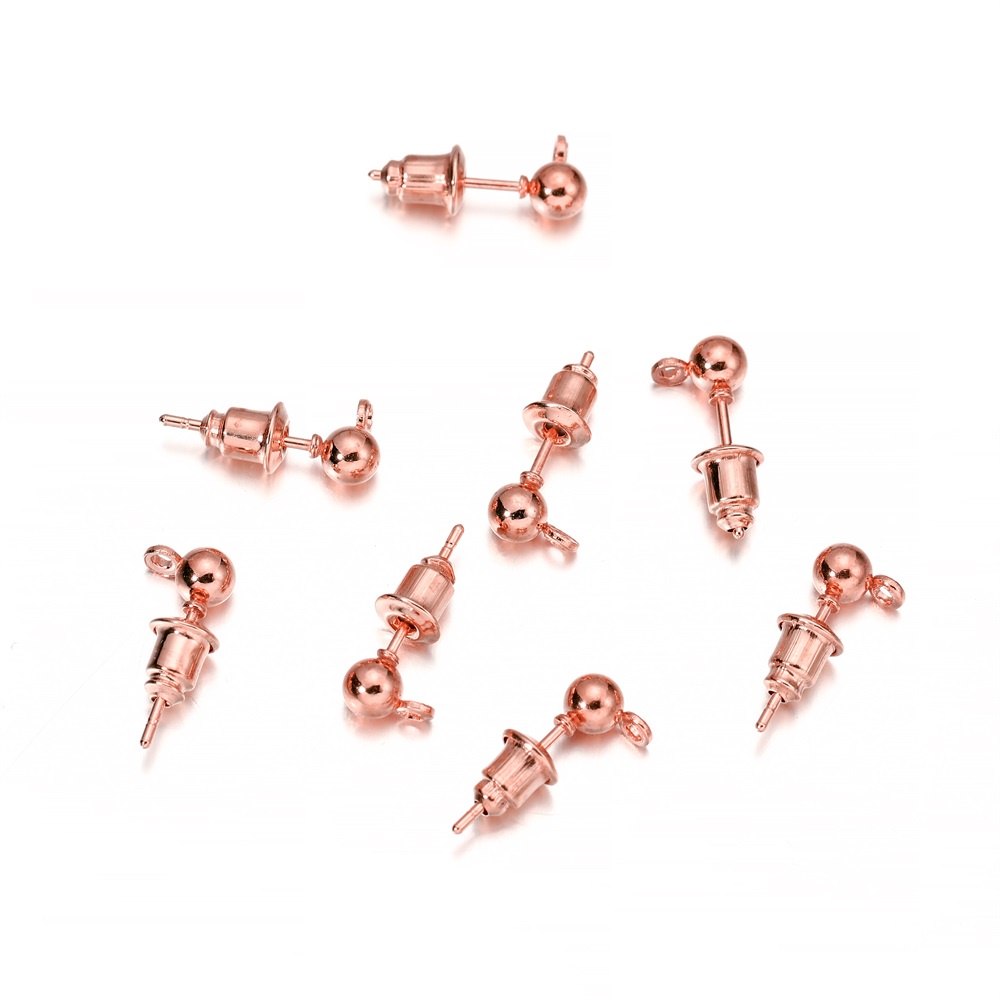 50 Pieces/Batch 3/4/5mm Silver Spherical Earplugs Basic Pin Plug ...