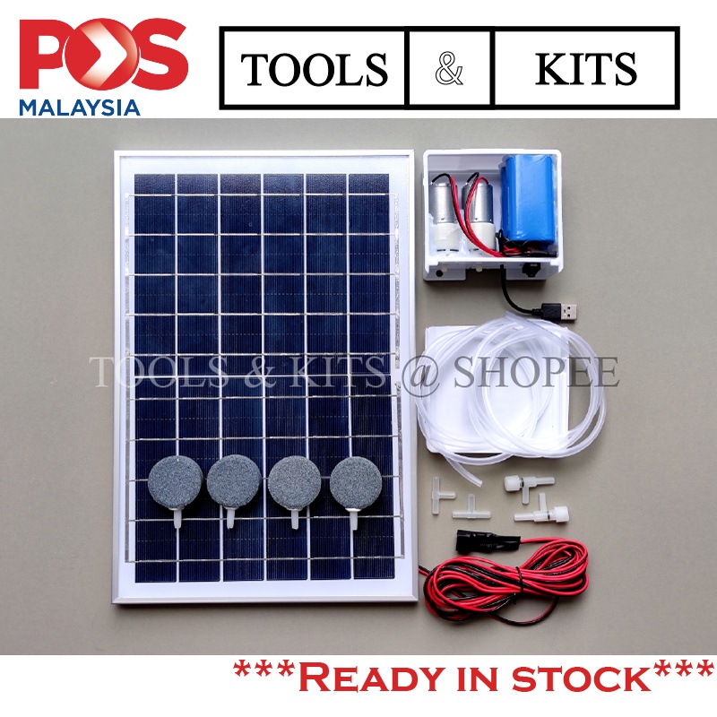 10W Solar Air Pump & 18660 Batteries Aerator Increase Oxygen for Pond ...