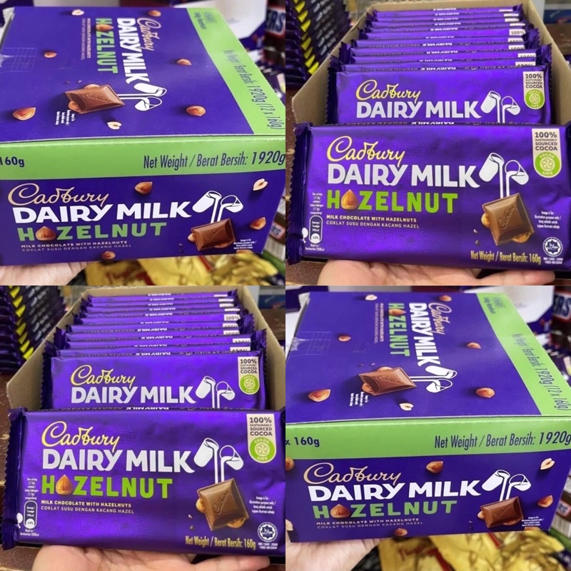 CADBURY DAIRY MILK HAZELNUT 1 BOX (160g x 12 pcs) (Exp.2024) | Shopee ...