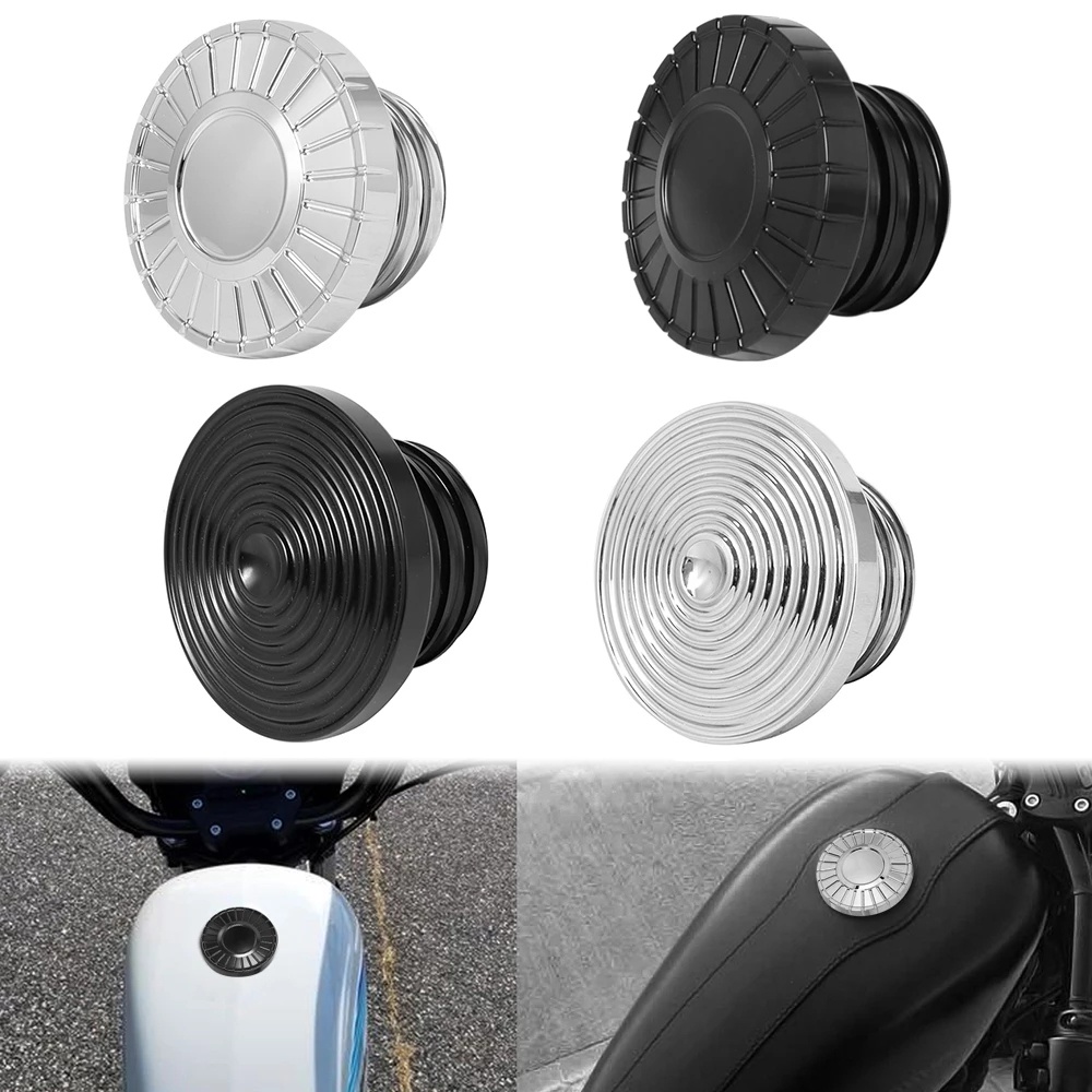 Motorcycle Fuel Cap Gas Tank Oil Caps Vented Decorative Black/Chrome ...