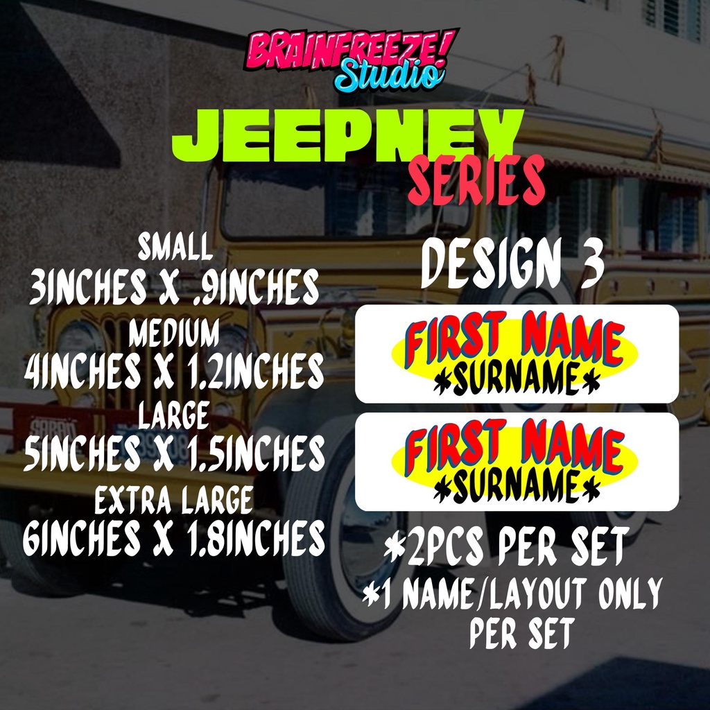 2pc Set Sticker Jeepney Style CUSTOMIZED NAME - Vinyl Waterproof ...