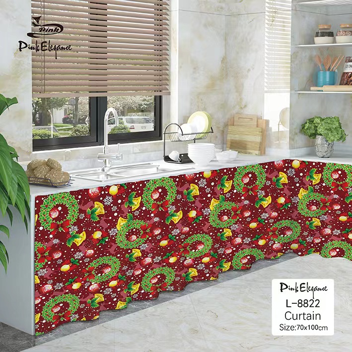New Printed Christmas Design Kitchen Lababo Sink Curtains Size 100x70 ...