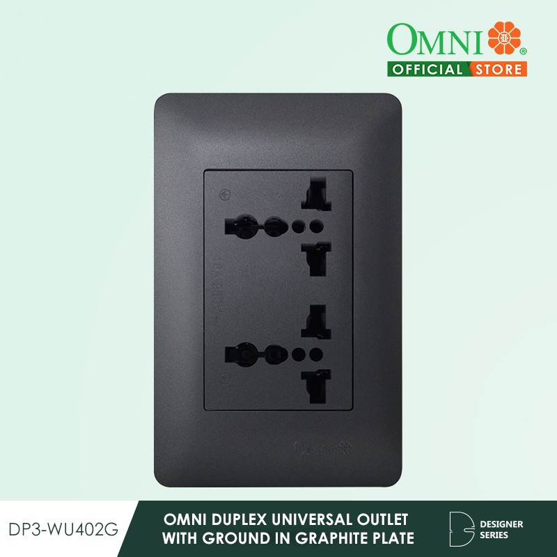 OMNI Duplex Universal Outlet With Ground in Graphite Plate - DP3-WU402G ...