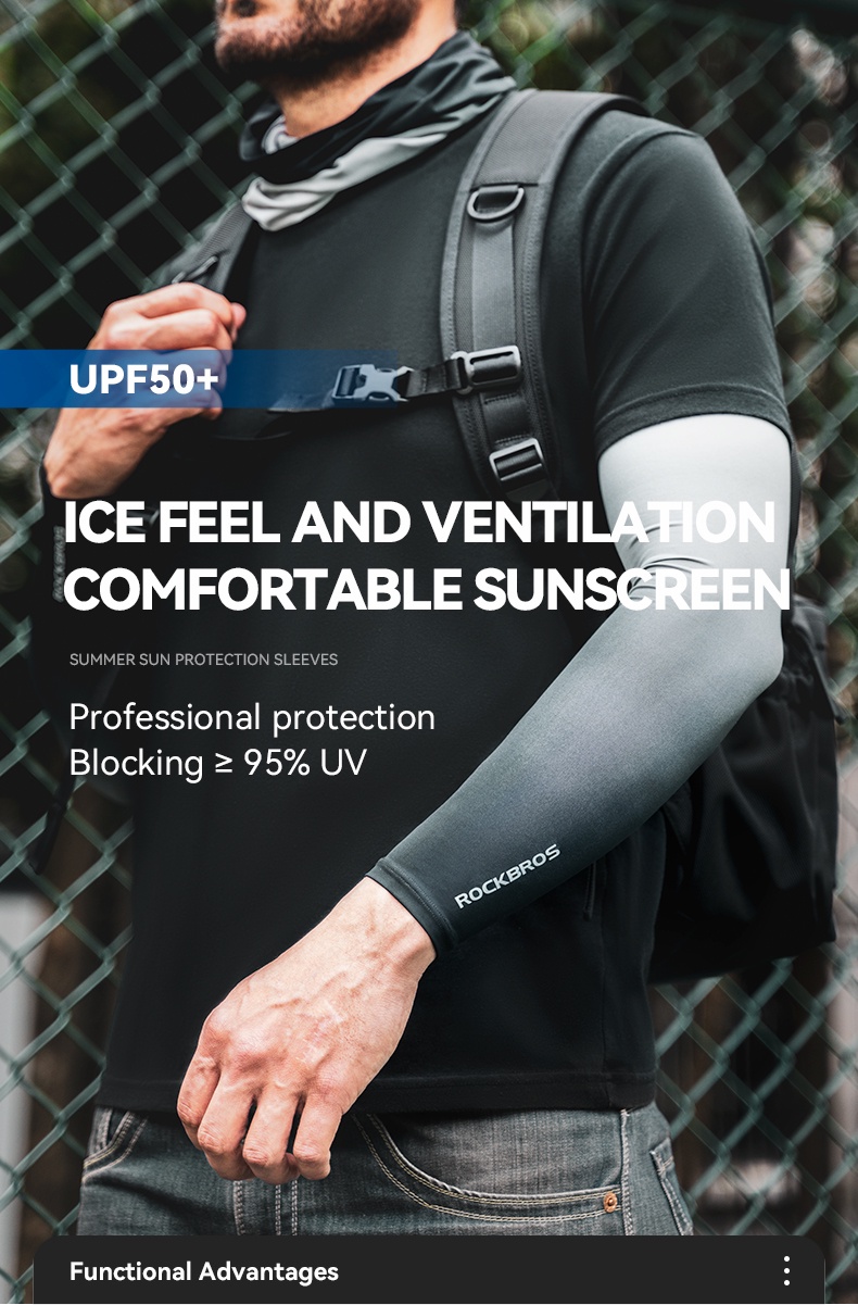 Rockbros Arm Sleeves Gradient Anti-Uv Comfortable Sun Protection Ice ...