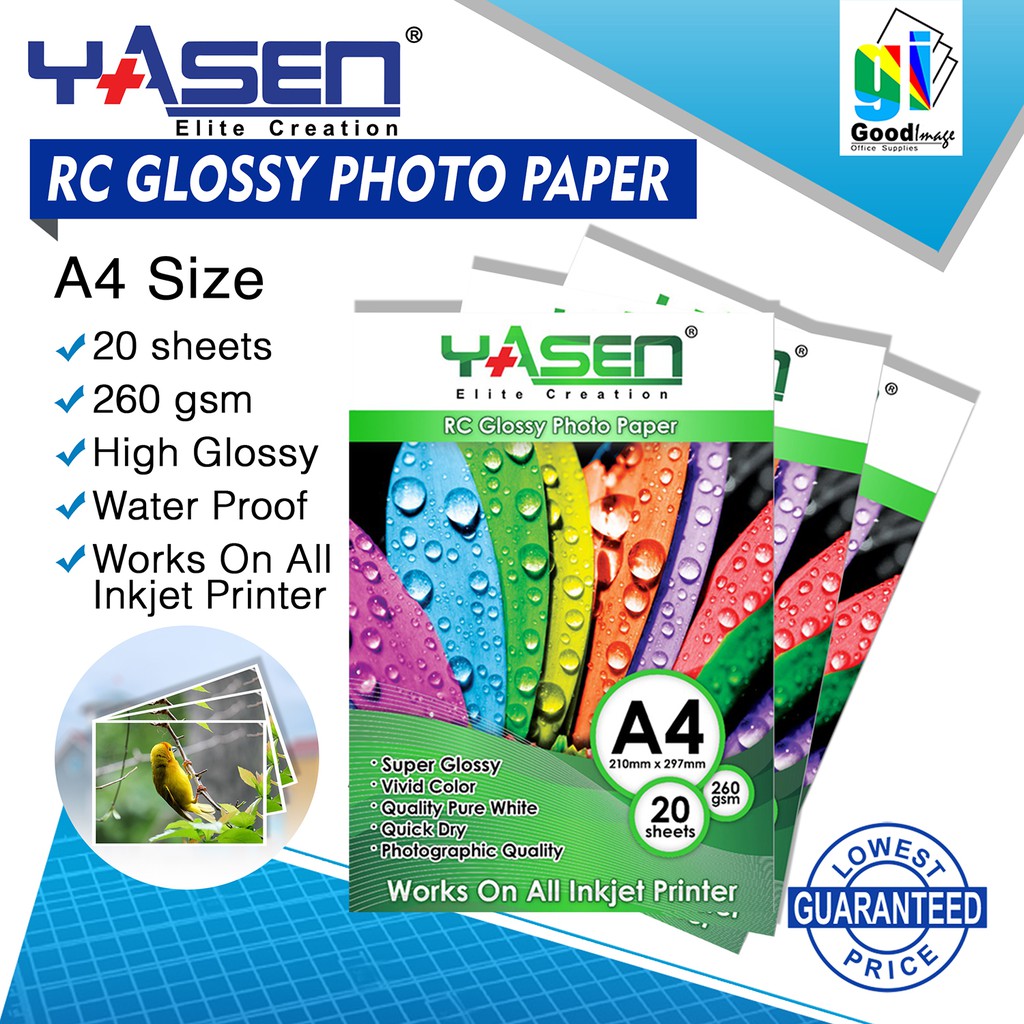 Yasen RC glossy photo paper 260GSM A4 | Shopee Philippines