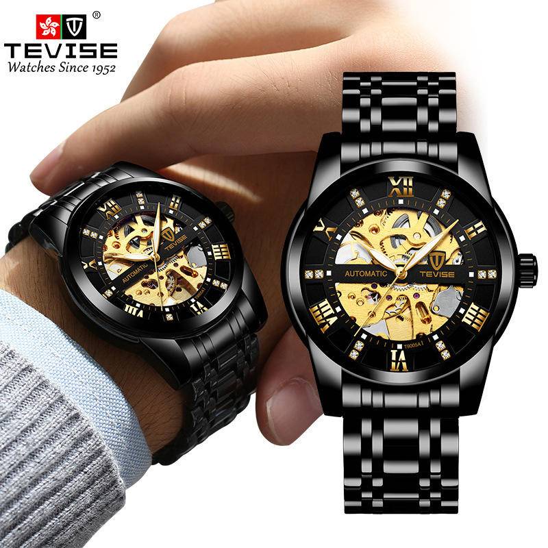 TEVISE Original Watch for Men Automatic Waterproof watch relo Gold ...