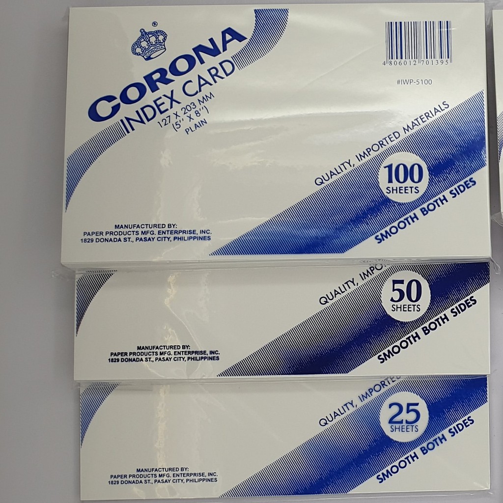 Corona Index Card (5 x 8 in) (Plain White) | Shopee Philippines
