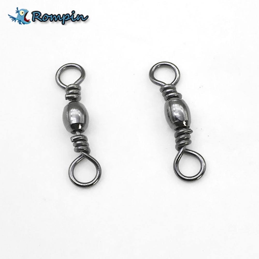 Rompin 50pcs Lot Barrel Fishing Swivel With Solid Ring Black Swivels ...