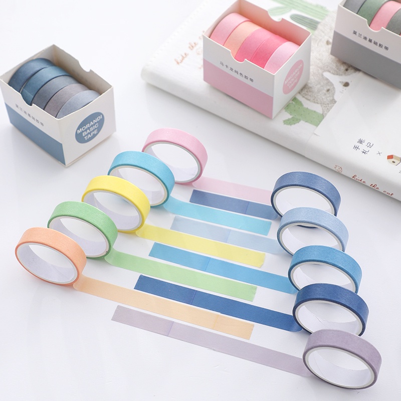 5Rolls/box Solid Color Washi Tape Set Decorative Masking Tape Cute ...